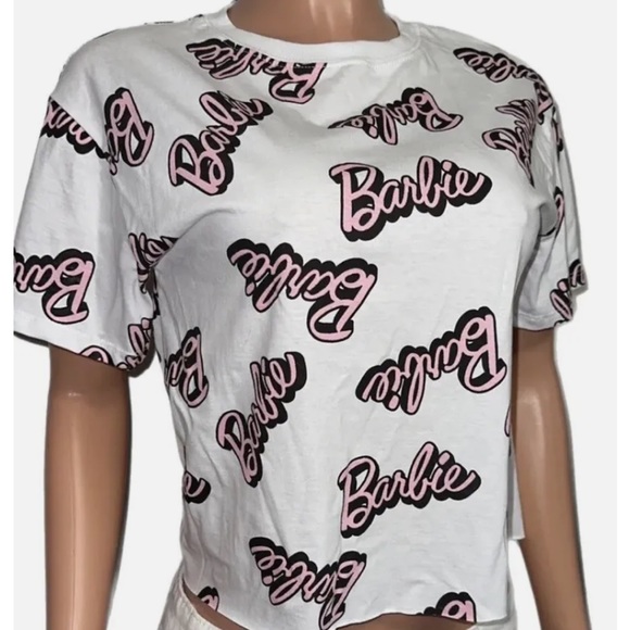 Mattel | Tops | Copy Barbie Mattel White Loose Fit 8s Style Logo Crop ...